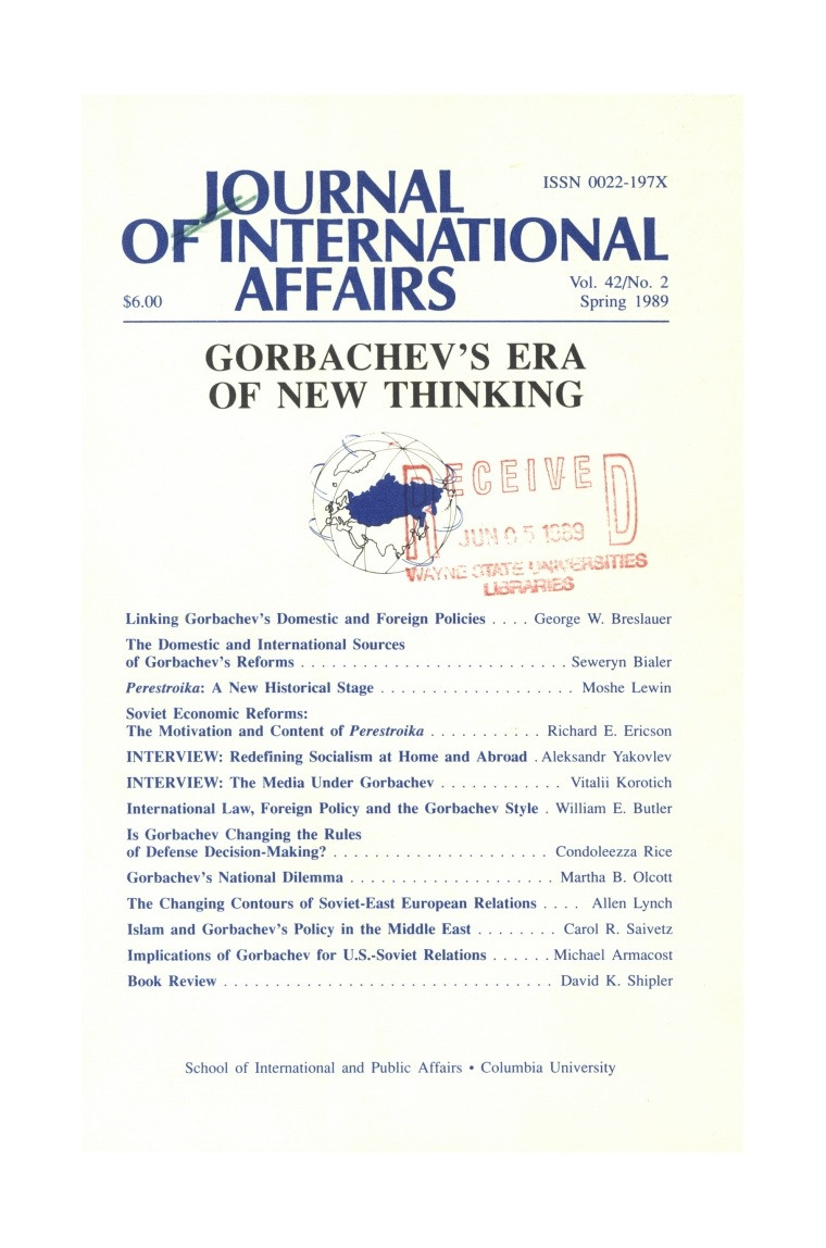Gorbachev's Era of New Thinking | Columbia | Journal of International ...